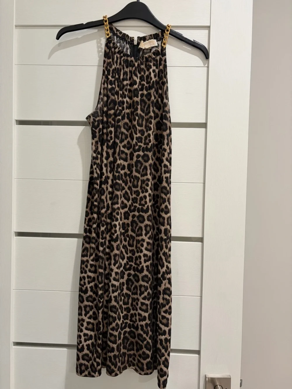 Michael Kors | Dresses | Leopard Print Maxi Dress With Gold Chain ...
